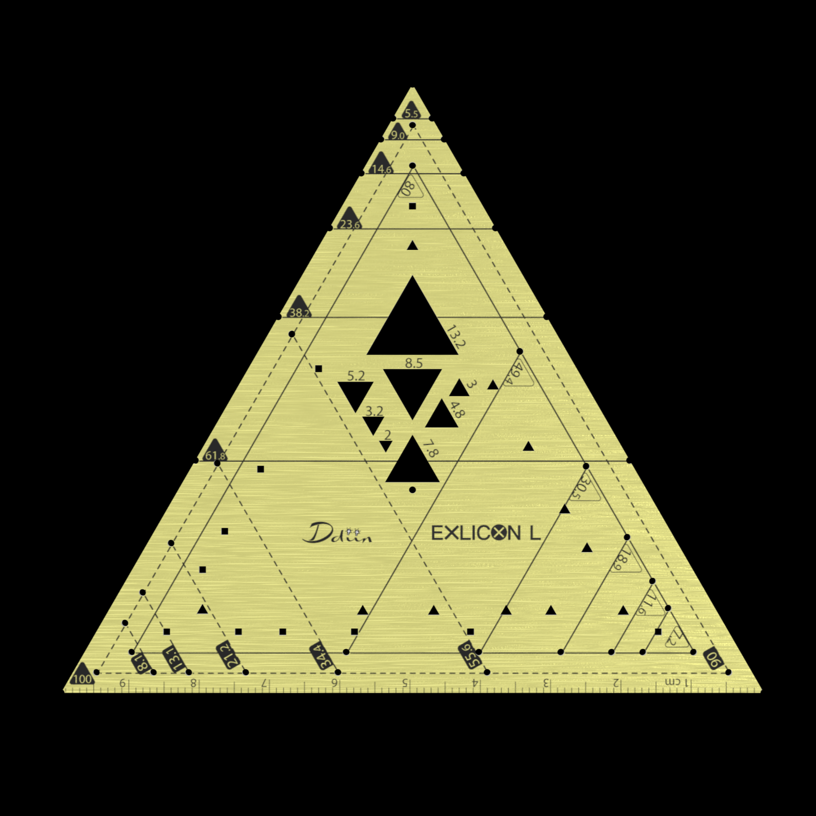 Exlicon L Brass Triangle Tool - Portable Golden Ratio Ruler & Compass ...